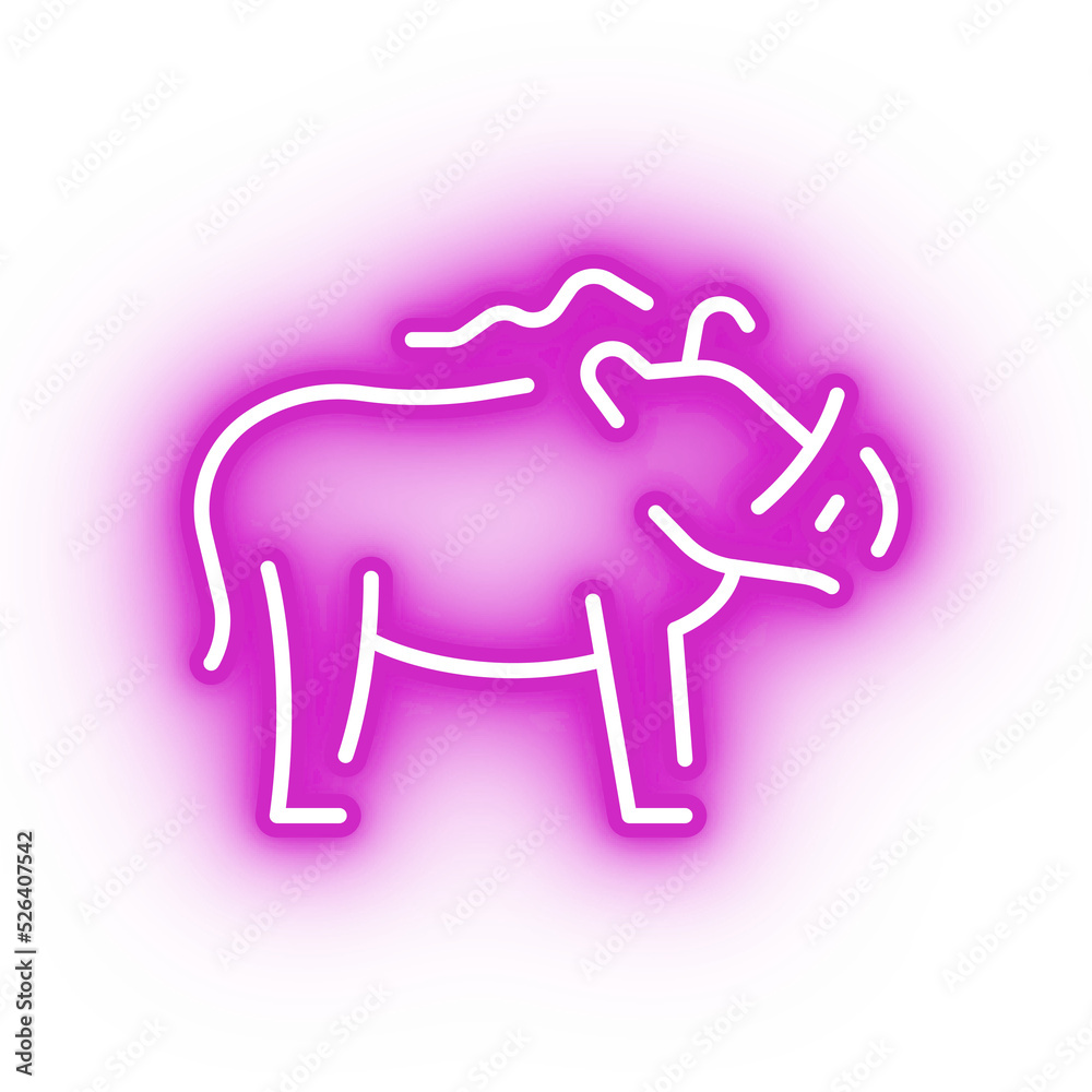 Neon pink boar icon, transparent background, neon safari animal icon ...