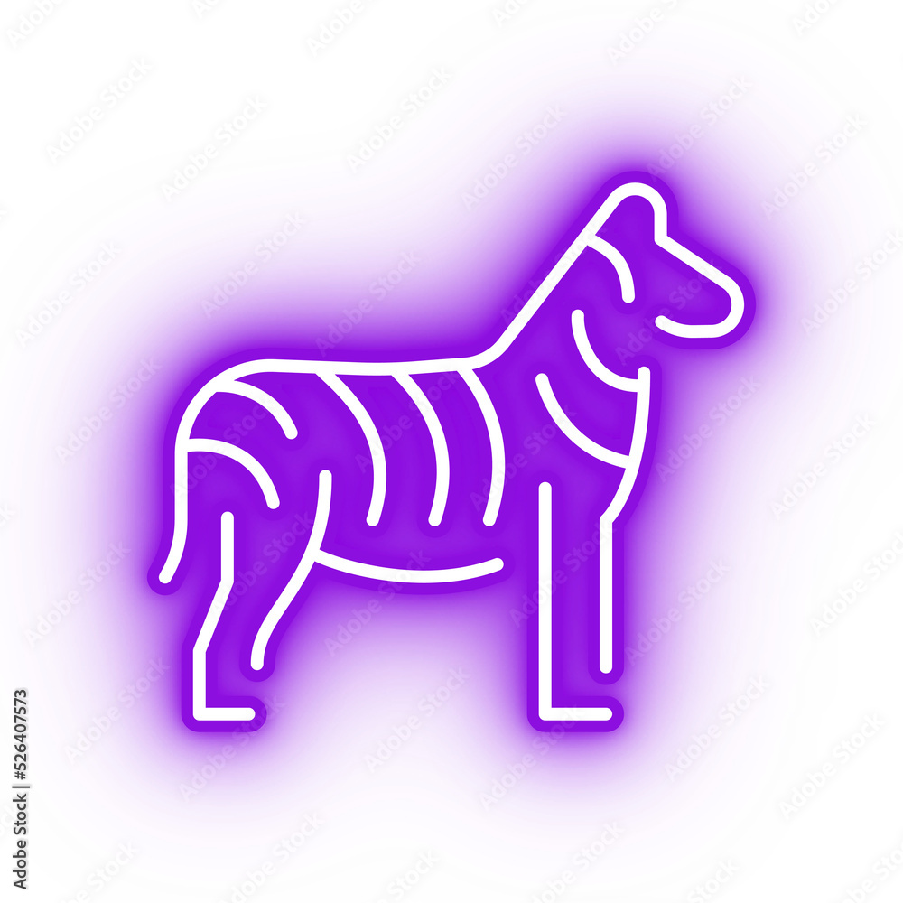 Neon purple zebra icon, transparent background, neon purple safari ...
