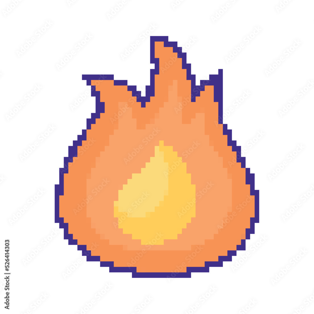 fire flame pixel art Stock Vector | Adobe Stock