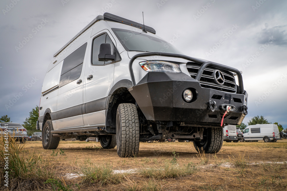 Loveland, CO, USA - August 26, 2022: 4x4 camper van on Mercedes ...
