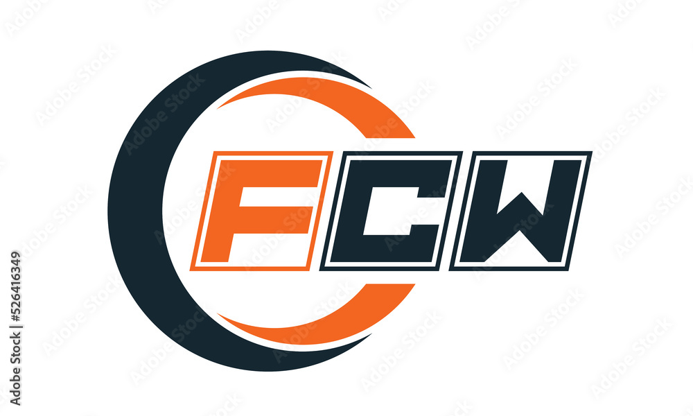 FCW three-letter circle logo design. custom font logo vector template ...