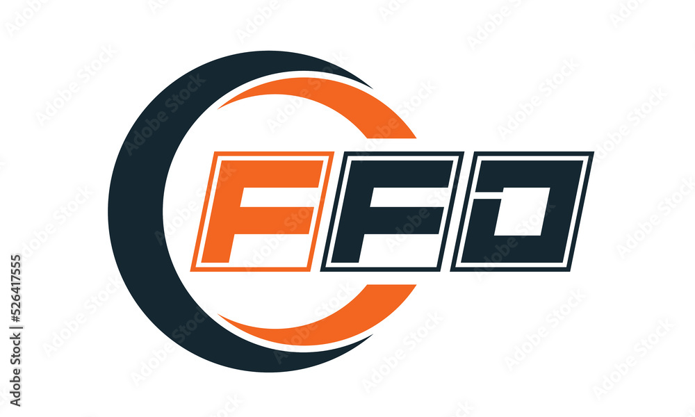 FFD three-letter circle logo design. custom font logo vector template ...