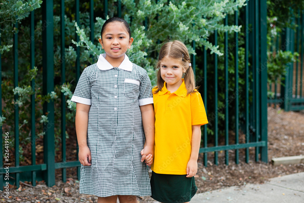 Happy Aussie school kids standing together Stock Photo | Adobe Stock