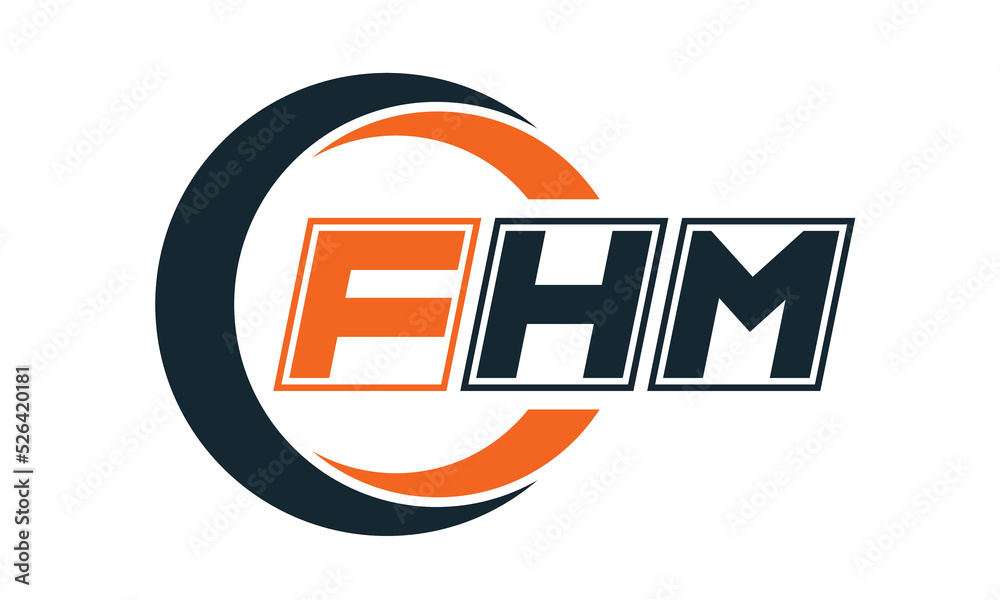 FHM three-letter circle logo design. custom font logo vector template ...