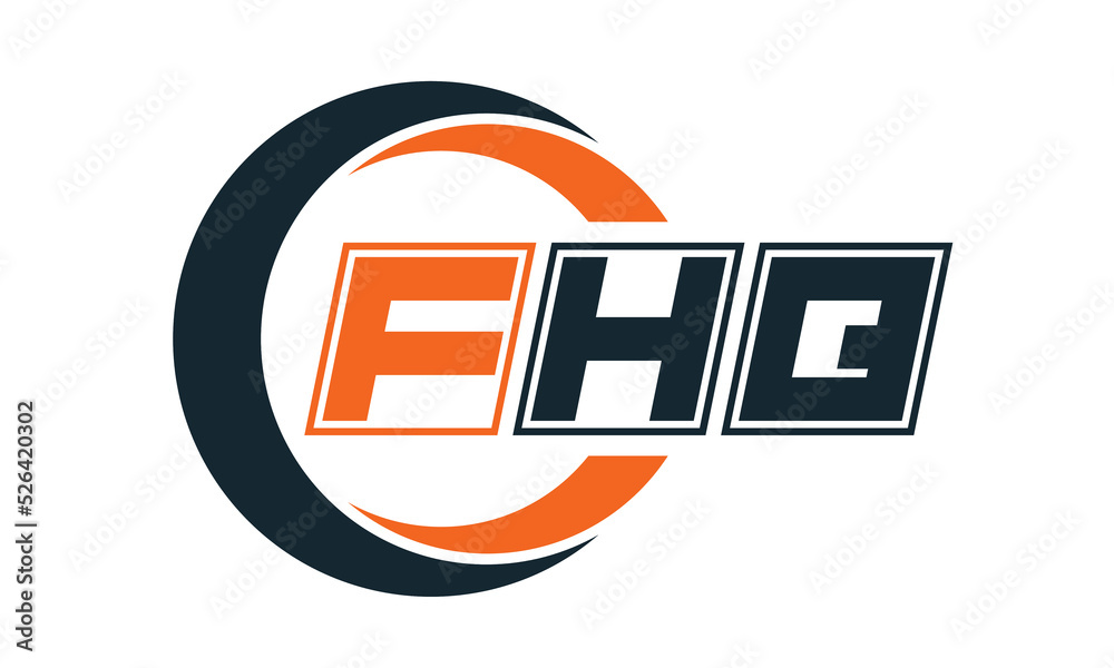 FHQ three-letter circle logo design. custom font logo vector template ...