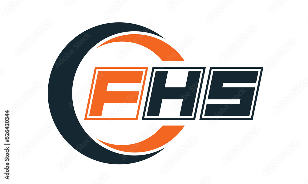 FHS three-letter circle logo design. custom font logo vector template ...