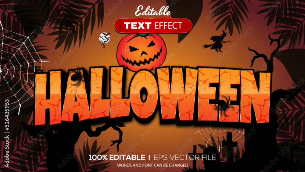 3D halloween text effect - Editable text effect Stock Vector | Adobe Stock