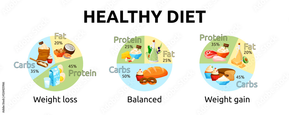 Diet food. Protein macronutrients. Carbohydrates and fats. Nutrition ...