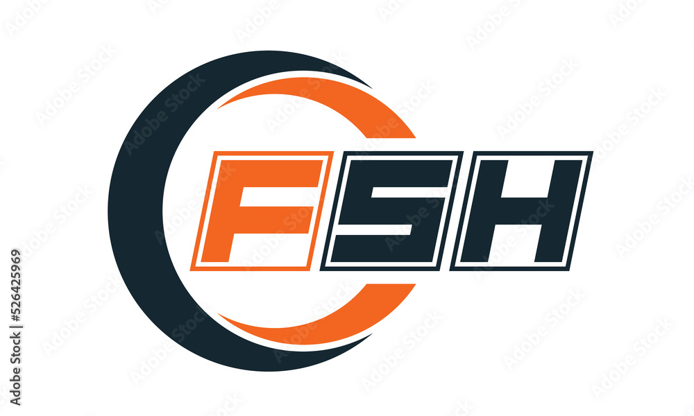 Vetor do Stock: FSH three-letter circle logo design. custom font logo ...