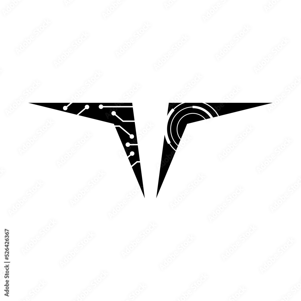initial letter v shaped like a drone combined with technology that can ...