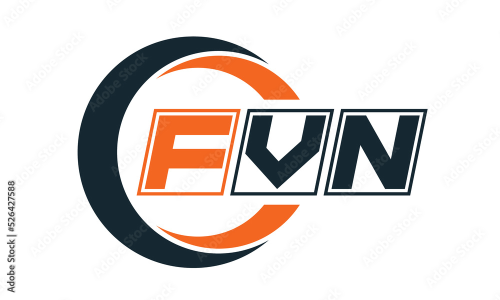 FVN three-letter circle logo design. custom font logo vector template ...