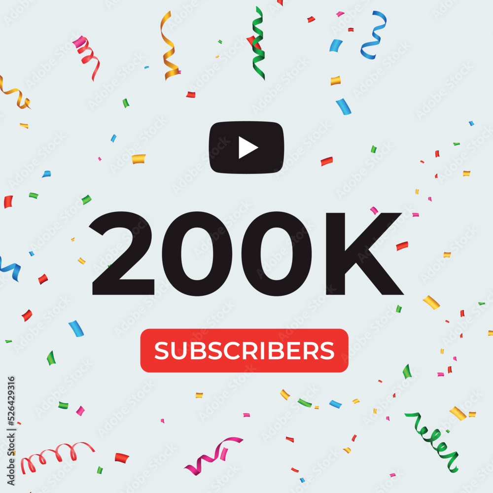 Vecteur Stock Thank you 200k or 200 thousand subscribers celebration ...