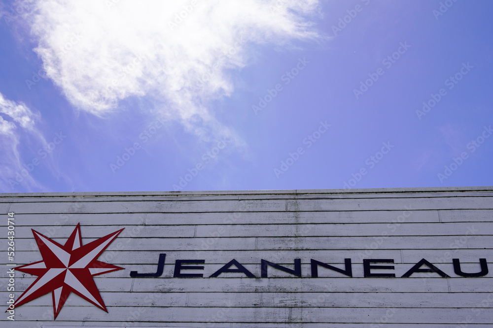 jeanneau boat sign brand and text logo luxury yachts shipyards sailboat ...
