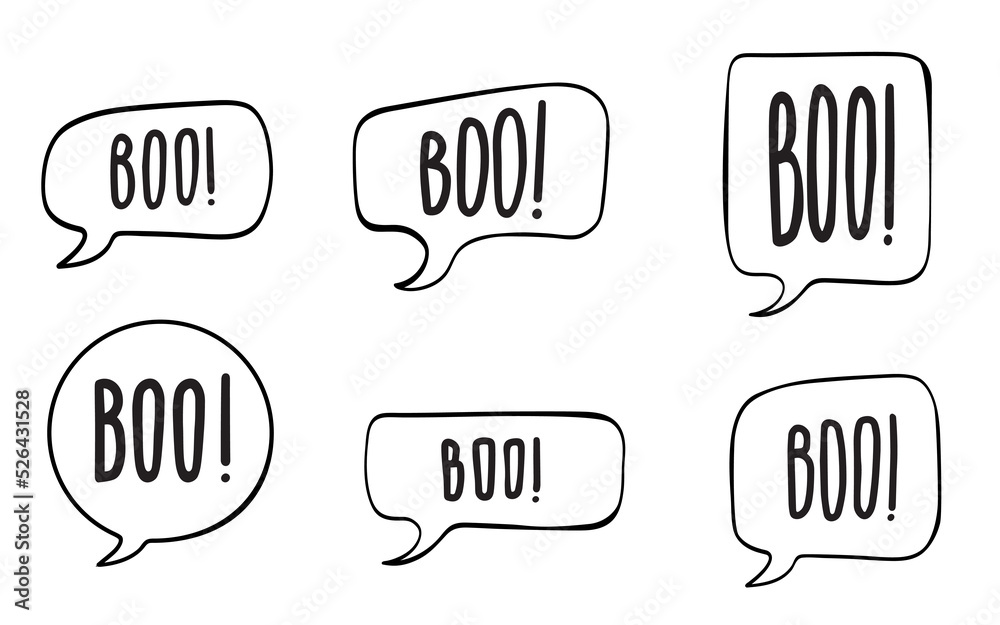Collection of speech bubbles with text Boo! Vector illustration ...