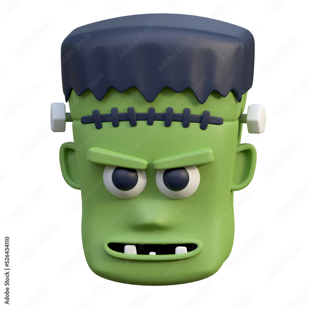 frankenstein head halloween 3d icon illustration Stock Illustration ...