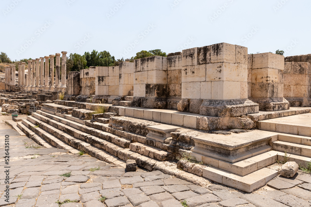 Partially restored ruins of one of the cities of the Decapolis - the ...