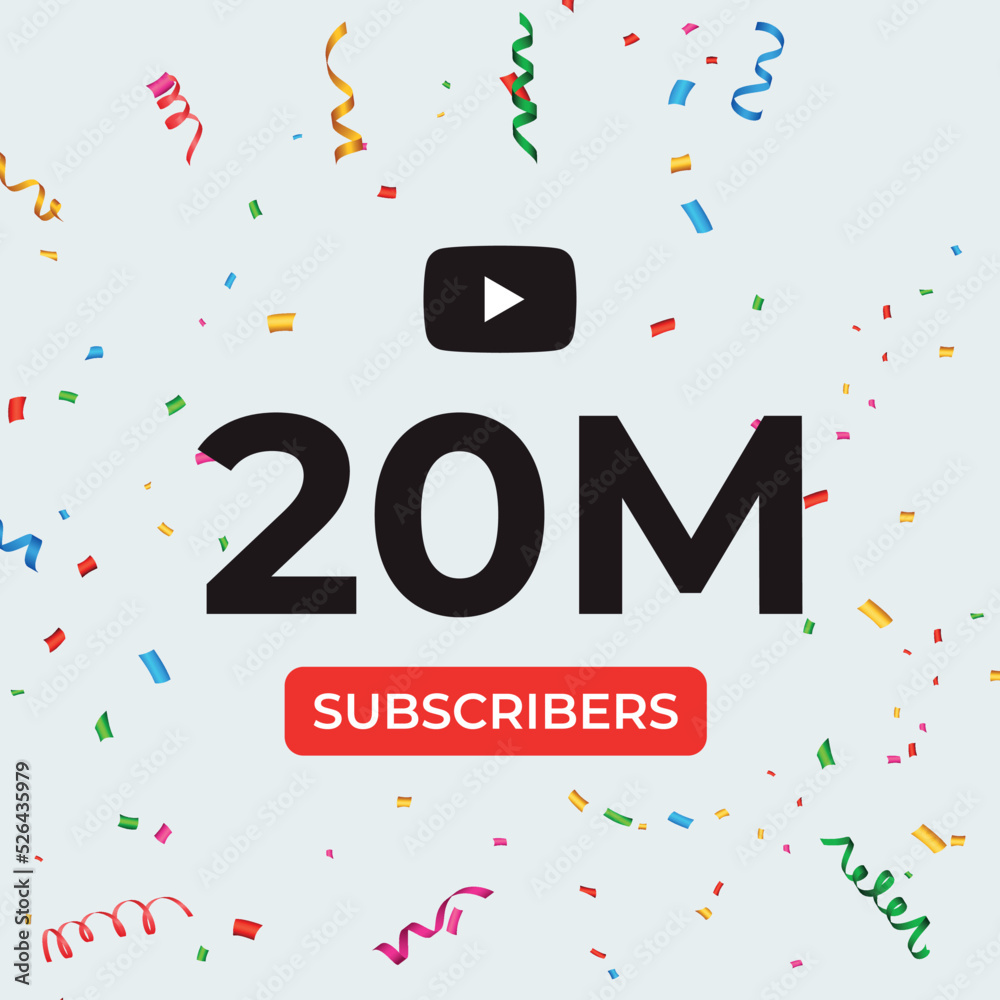 Thank you 20M or 20 million subscribers celebration template. Premium ...