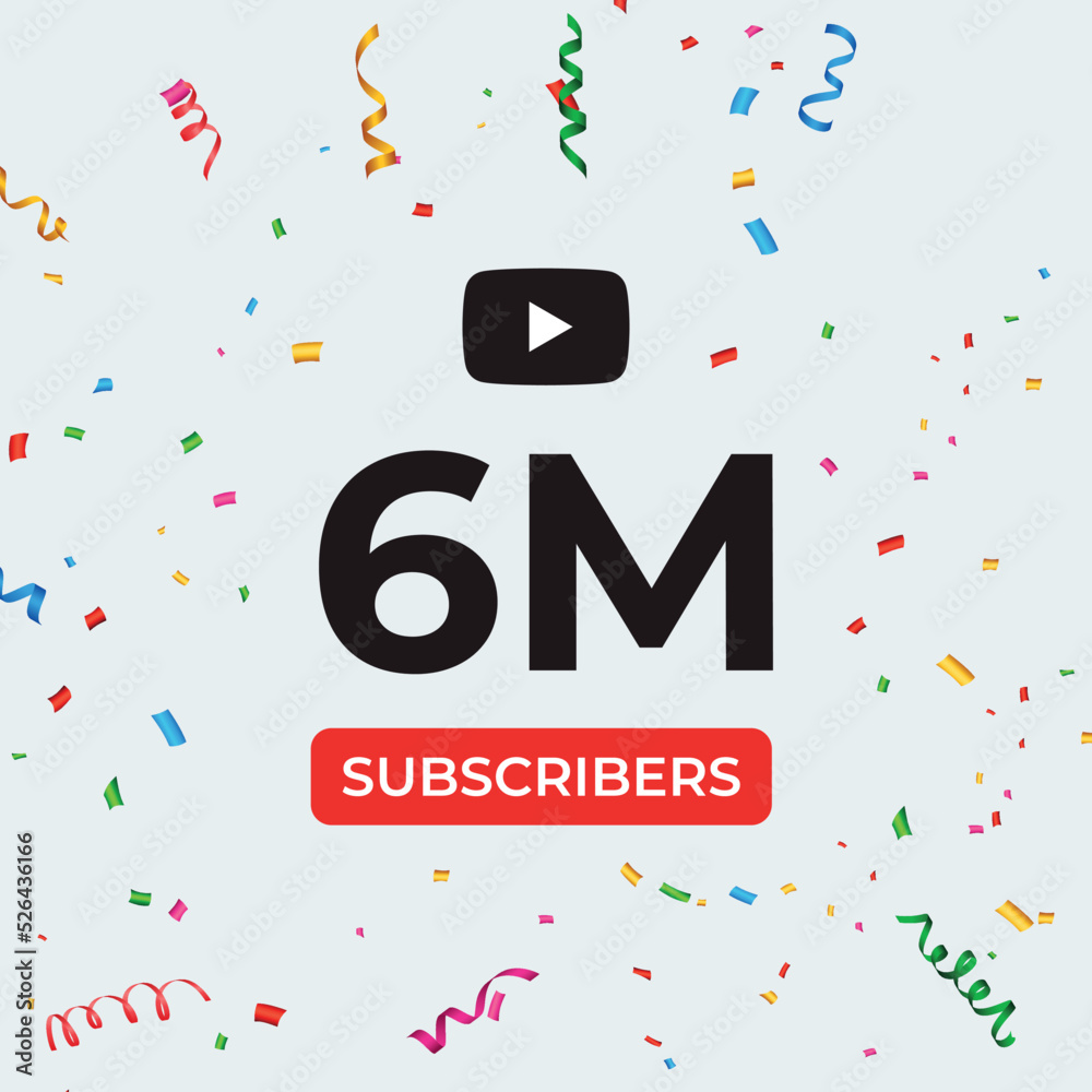 Thank you 6M or 6 million subscribers celebration template. Premium ...