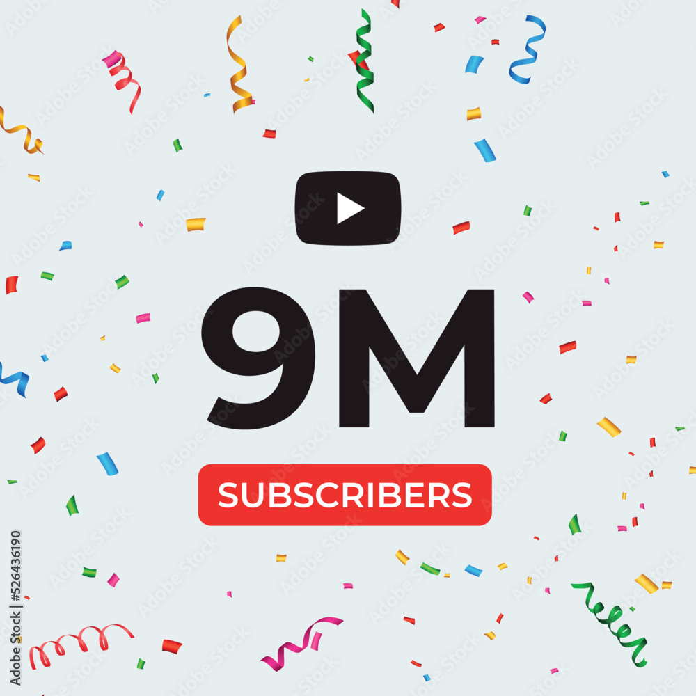 Thank you 9M or 9 million subscribers celebration template. Premium ...