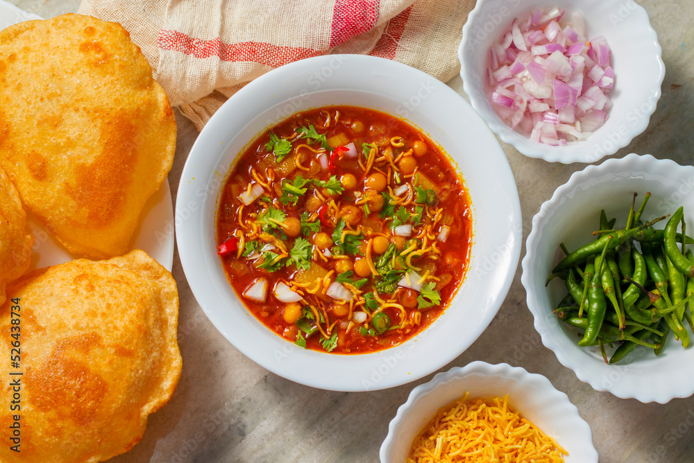 famous Bengali street food Ghugni and Puri is ready to eat. Stock Photo ...