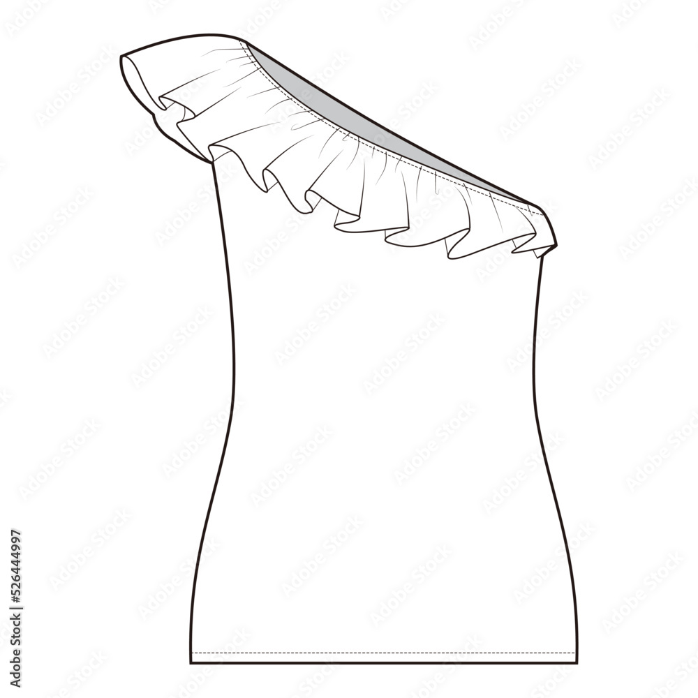 One shouder Top illustration design Flat Drawing Fashion Flat Sketches ...