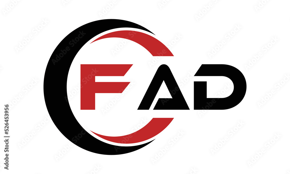 FAD three letter swoosh logo design vector template | monogram logo ...