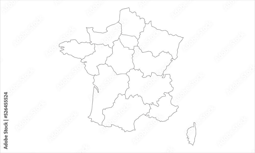 white background of France map with line art design Stock Vector ...