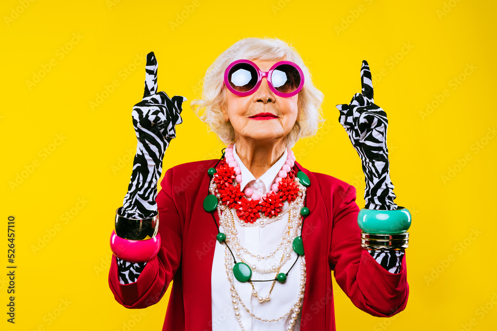 Cool and stylish senior old woman with fashionable clothes - Funny ...