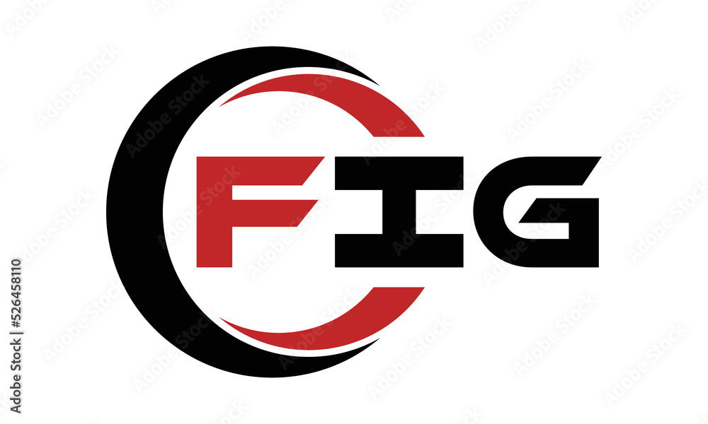 FIG three letter swoosh logo design vector template | monogram logo ...