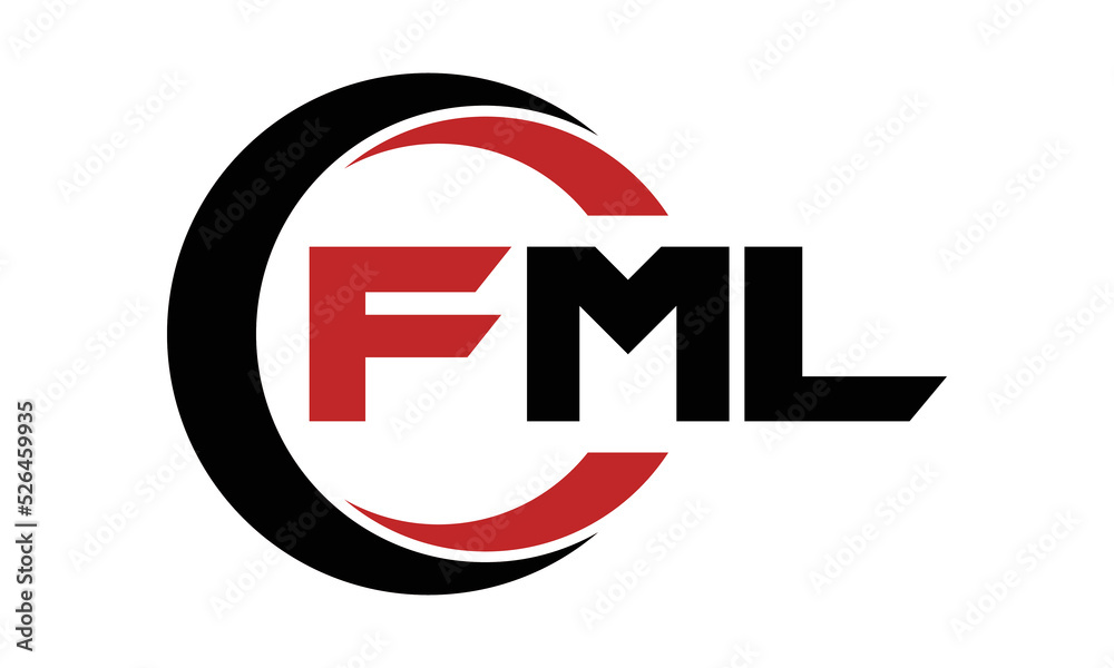 FML three letter swoosh logo design vector template | monogram logo ...