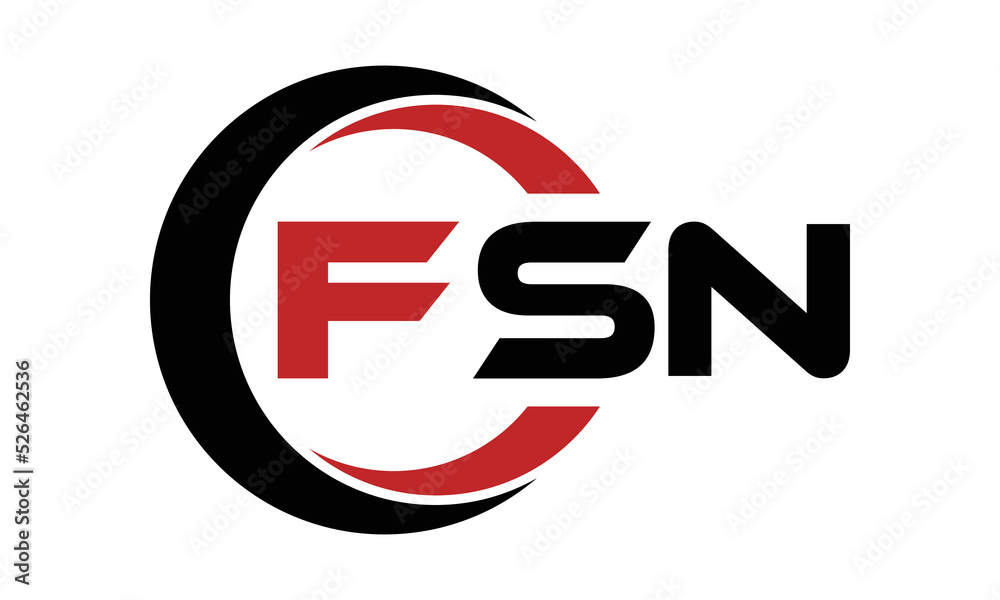 FSN three letter swoosh logo design vector template | monogram logo | abstract logo | wordmark ...