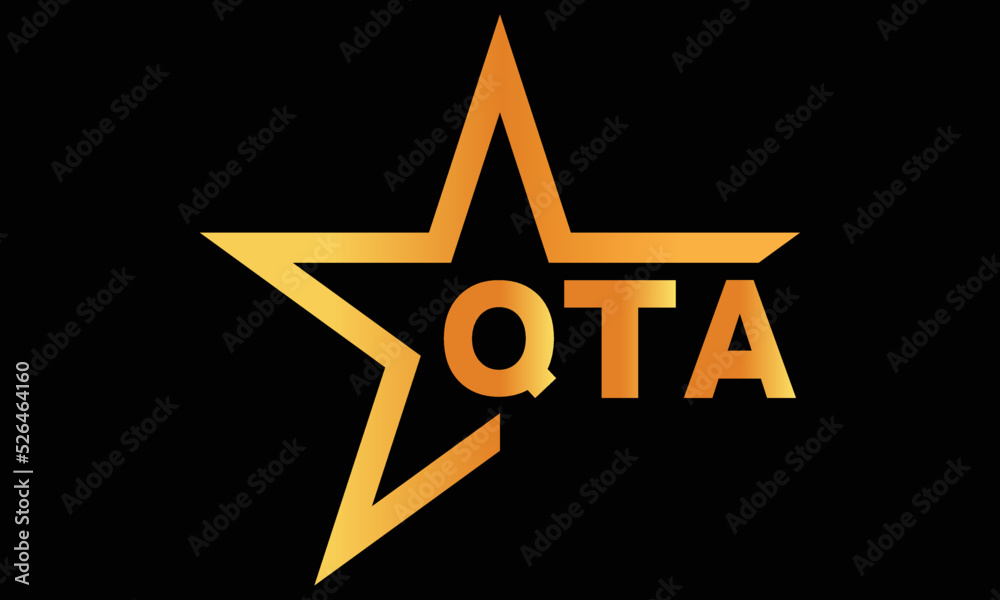QTA golden luxury star icon three letter logo design vector template ...