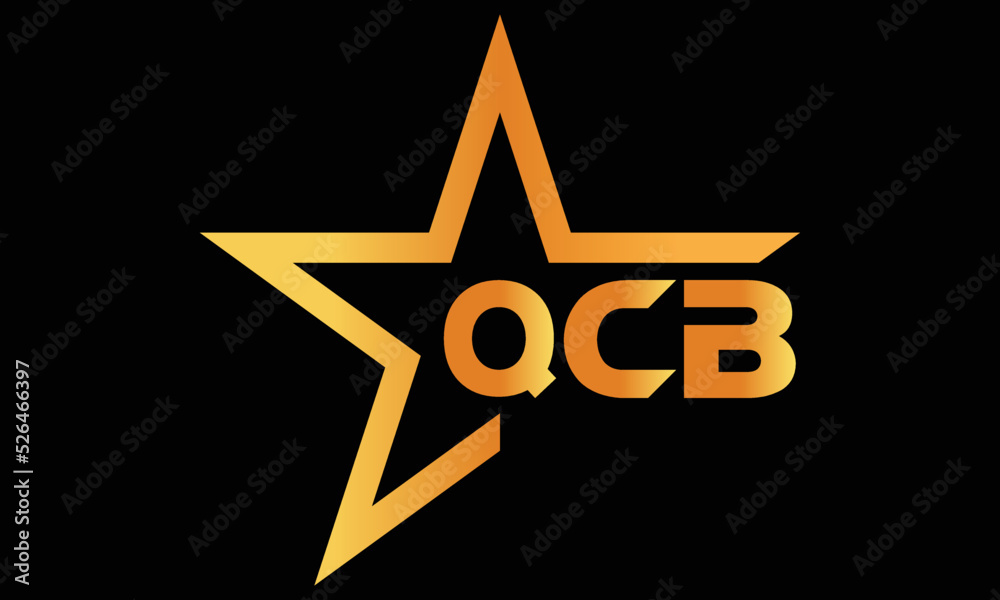 QBC golden luxury star icon three letter logo design vector template ...