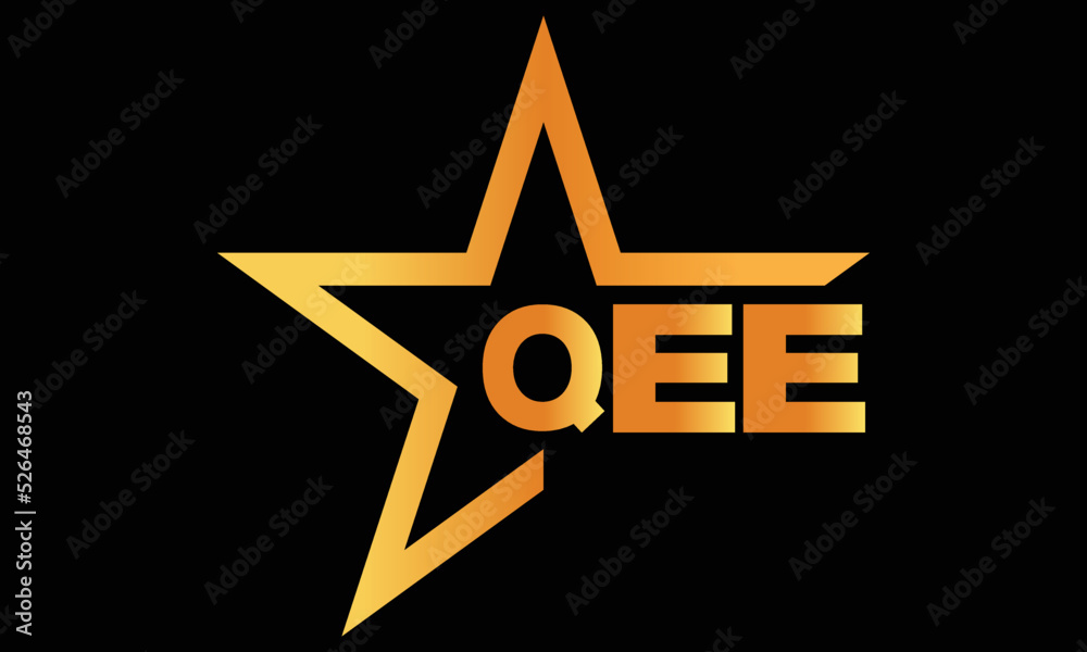 QEE golden luxury star icon three letter logo design vector template ...