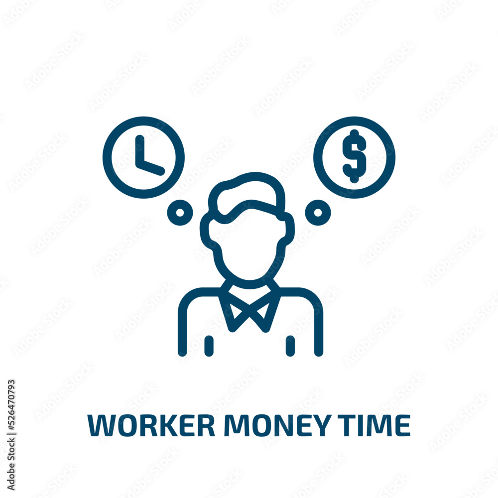 worker money time icon from business collection. Thin linear worker ...
