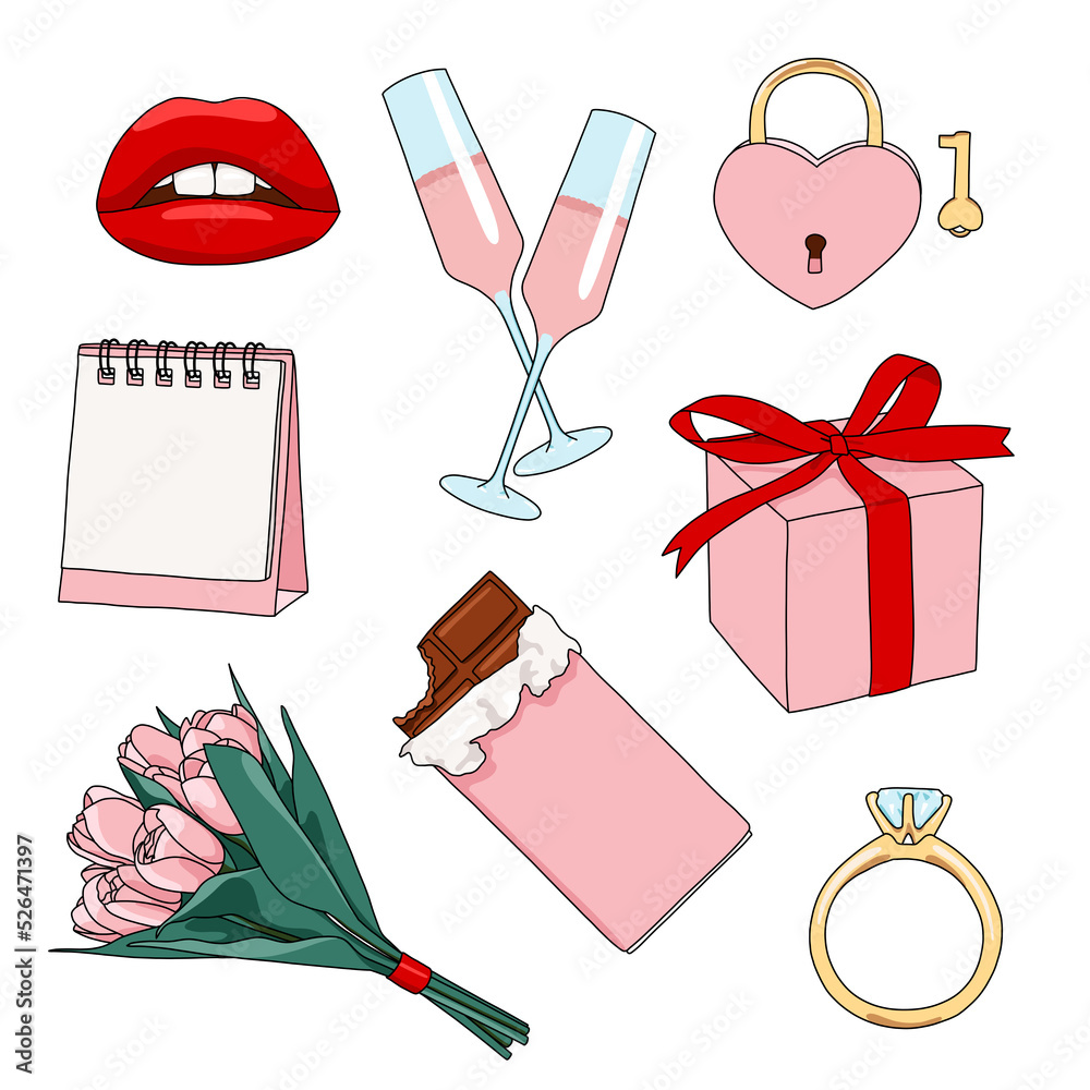 Love gifts icon set Stock Illustration | Adobe Stock