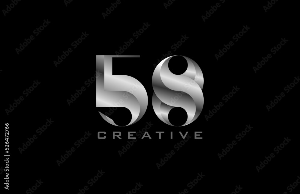 Number 58 Logo. number 58 with silver colour, usable for anniversary ...