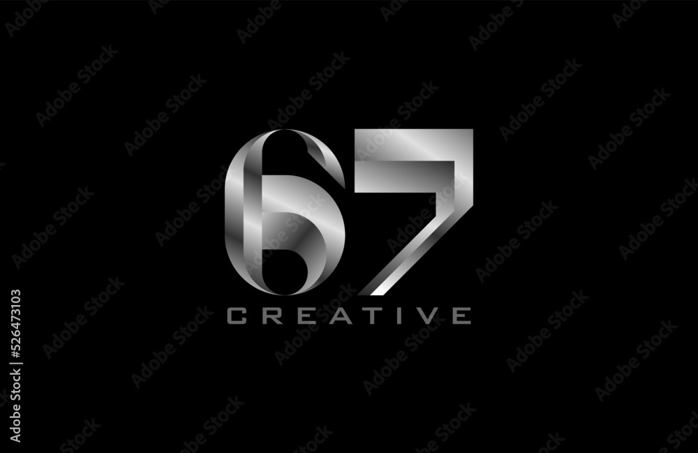 Number 67 Logo. number 67 with silver colour, usable for anniversary ...