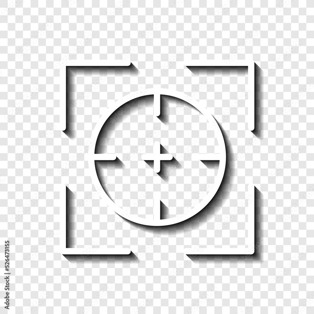 Aim and target simple icon vector. Flat design. White with shadow on ...