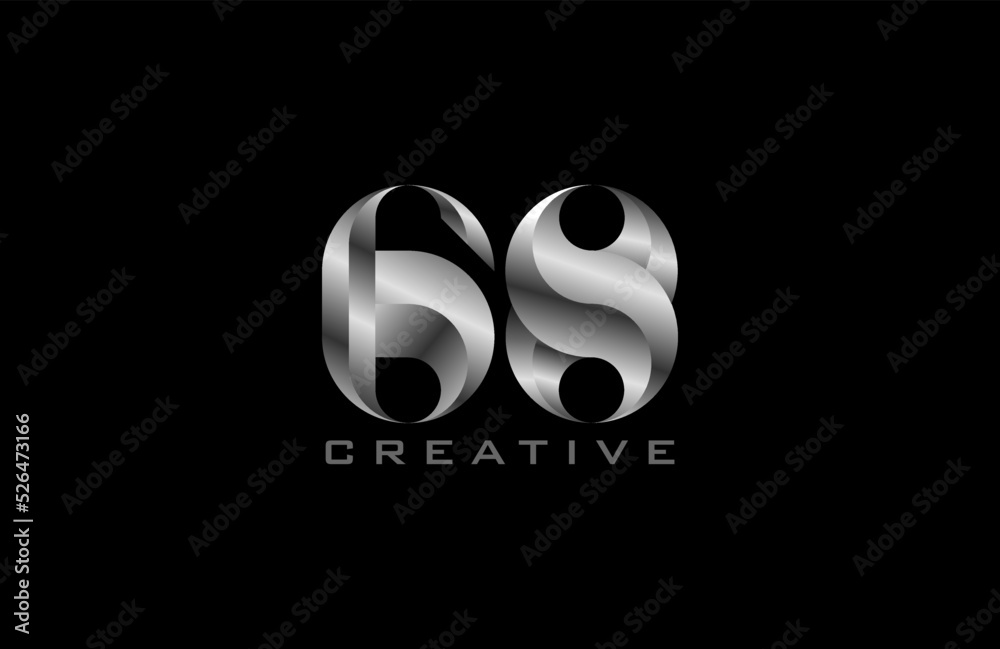 Number 68 Logo. number 68 with silver colour, usable for anniversary ...