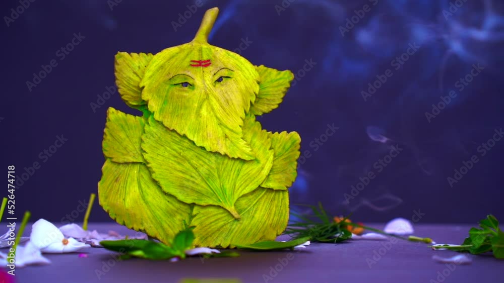 ganesh ji made with green leaves concept design. Ganesha developed by ...