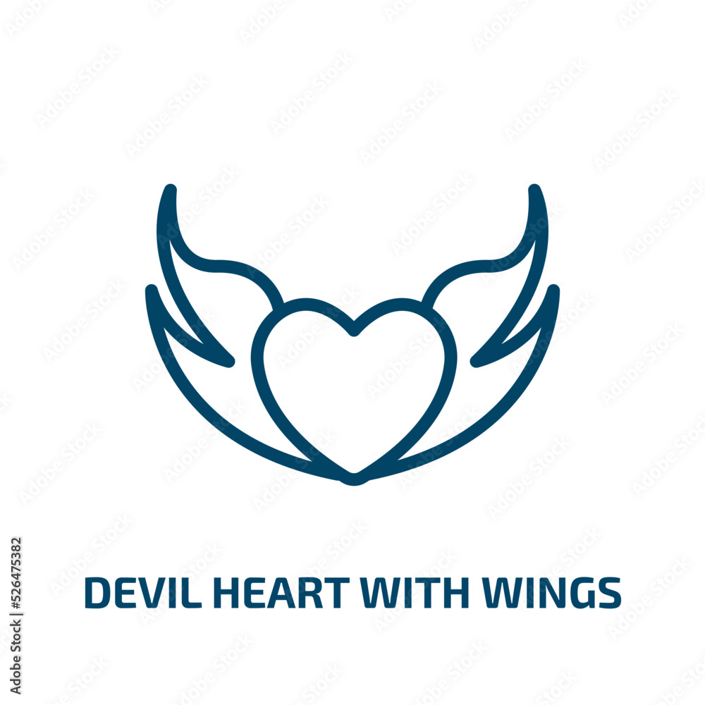 devil heart with wings icon from shapes collection. Thin linear devil ...