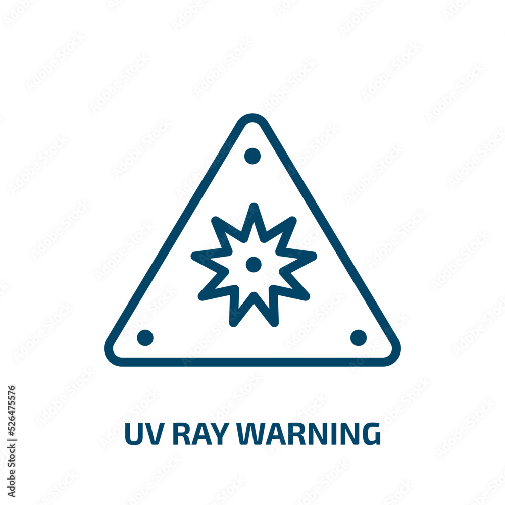 uv ray warning icon from signs collection. Thin linear uv ray warning ...