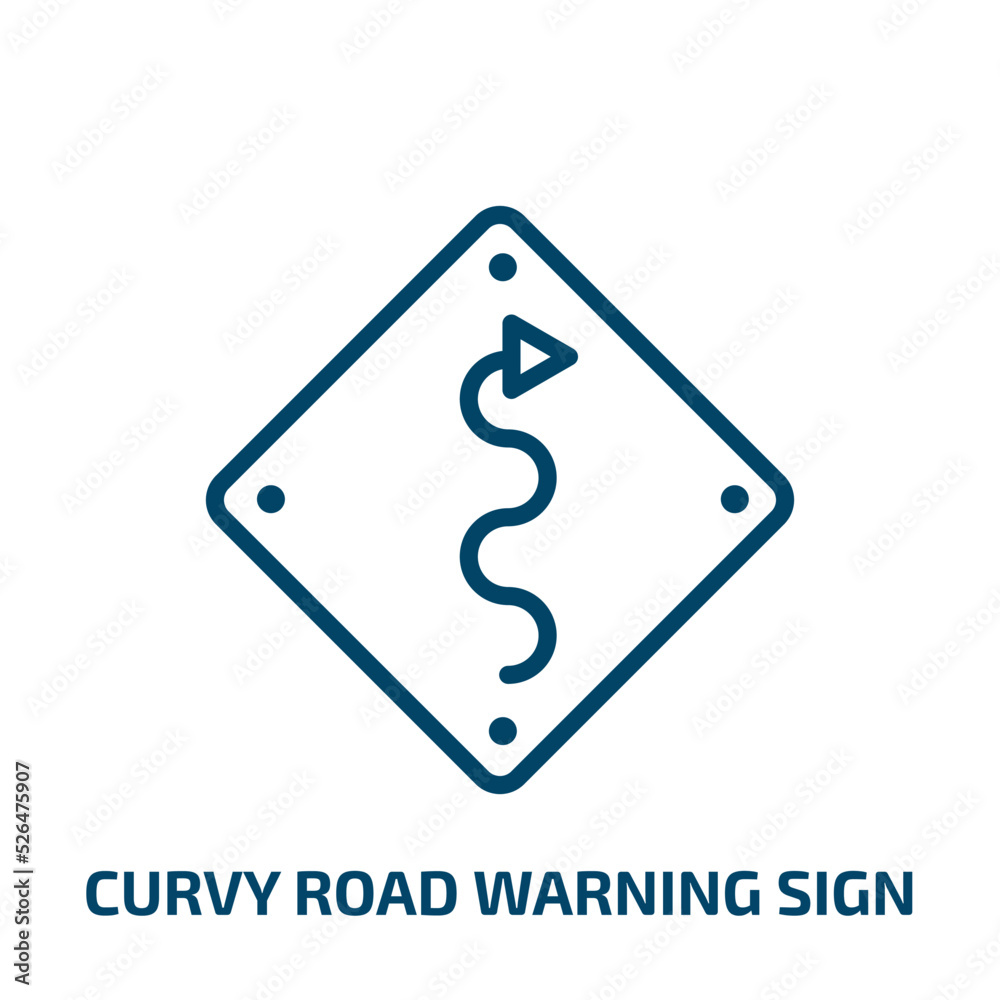 curvy road warning sign icon from user interface collection. Thin ...