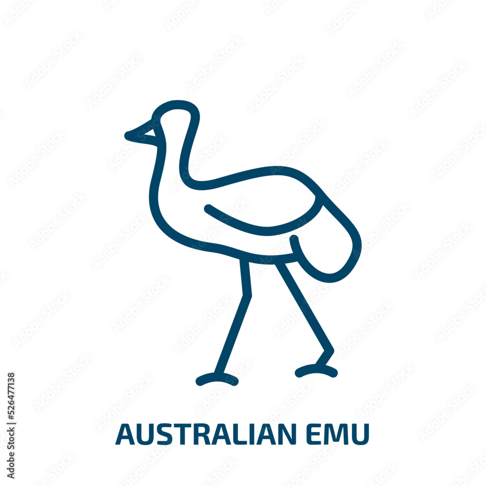 australian emu icon from culture collection. Thin linear australian emu ...