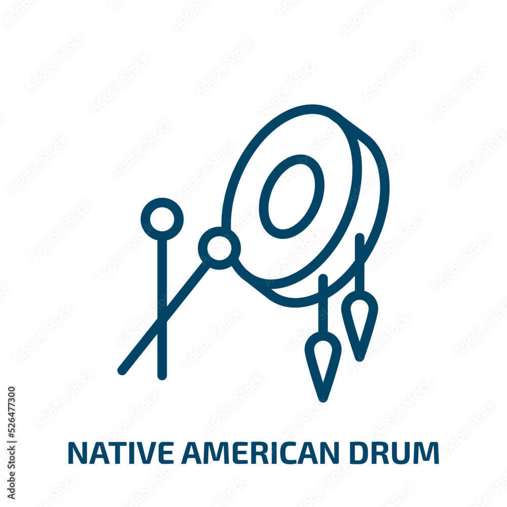 native american drum icon from culture collection. Thin linear native ...