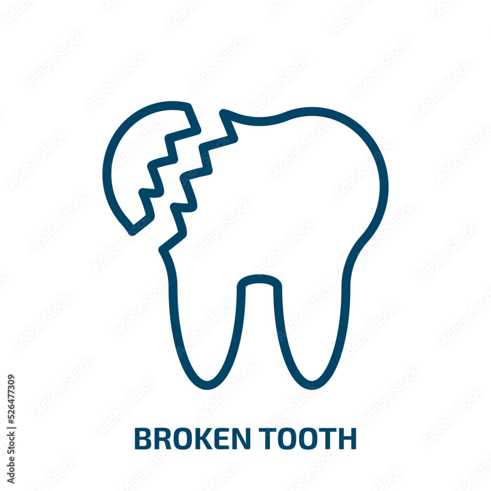 broken tooth icon from dentist collection. Thin linear broken tooth ...