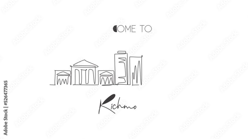 Self drawing animation of single line draw Richmond city skyline ...