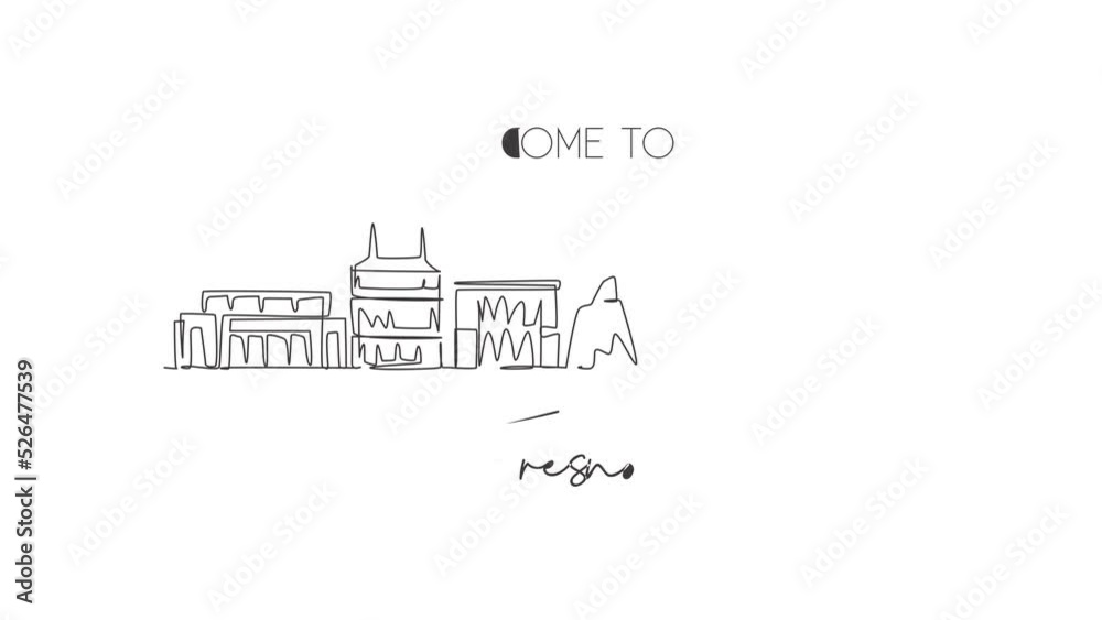Animated self drawing of continuous line draw Mesa city skyline ...