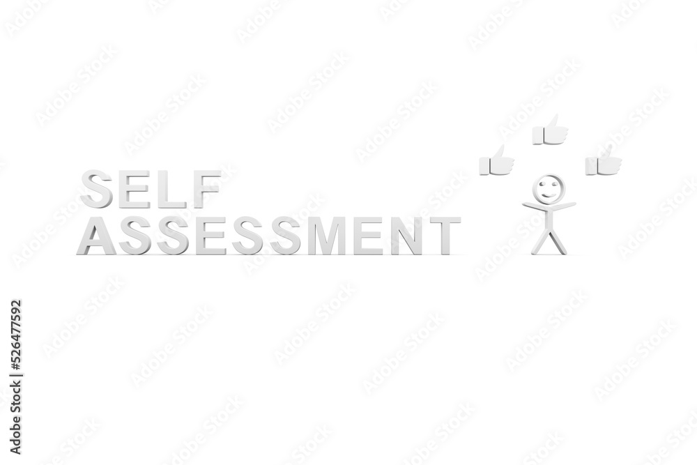 SELF ASSESSMENT concept white background 3d render illustration Stock ...
